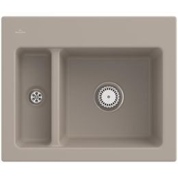 Villeroy & Boch Villeroy und Boch Subway 60 XM Einbausp&uuml;le 678001AM mit Ablaufgarnitur und Handbet&auml;tigung, 620 x 510 mm, Almond