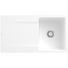 Villeroy & Boch Villeroy und Boch Fl&auml;chenb&uuml;ndige Sp&uuml;le 33351FRW mit Ablaufgarnitur und Handbet&auml;tigung, Stone White
