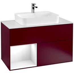 Villeroy & Boch Villeroy und Boch Finion Waschtischunterschrank G361GFHB 100cm, Abdeckplatte white matt, Emotion, Regal links Glossy white lacquer, Peony Matt