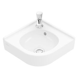 Villeroy & Boch Villeroy und Boch O.NOVO Compact Eck-Handwaschbecken 73103201 32 cm Schenkell&auml;nge, 1 Hahnloch, &Uuml;berlauf, wei&szlig;