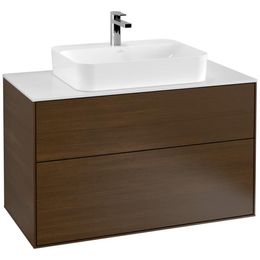 Villeroy & Boch Villeroy und Boch Finion Waschtischunterschrank G35100GN 100x60,3cm, Emotion, Abdeckplatte white matt, Walnut veneer