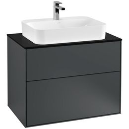 Villeroy & Boch Villeroy und Boch Finion Waschtischunterschrank G34200HG 80x60,3cm, Emotion, Abdeckplatte black matt, Midnight Blue Matt Lacquer