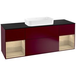 Villeroy & Boch Villeroy und Boch Finion Waschtischunterschrank G332PCHB 160cm, Abdeckplatte black matt, Emotion, Regale Oak Veneer, Peony Matt