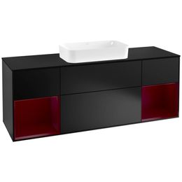 Villeroy & Boch Villeroy und Boch Finion Waschtischunterschrank F332HBPD 160x60,3cm, Abdeckplatte black matt, Regale Peony matt lacquer, Black matt lacquer