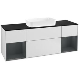 Villeroy & Boch Villeroy und Boch Finion Waschtischunterschrank G332HGMT 160cm, Abdeckplatte black matt, Emotion, Regale Midnight matt lacquer, White matt lacquer