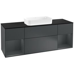 Villeroy & Boch Villeroy und Boch Finion Waschtischunterschrank G332HGHG 160cm, Abdeckplatte black matt, Emotion, Regale Midnight matt lacquer, Midnight Blue Matt Lacquer