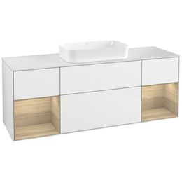 Villeroy & Boch Villeroy und Boch Finion Waschtischunterschrank G331PCGF 160cm, Abdeckplatte white matt, Emotion, Regale Oak Veneer, Glossy white lacquer