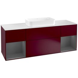 Villeroy & Boch Villeroy und Boch Finion Waschtischunterschrank G331GKHB 160cm, Abdeckplatte white matt, Emotion, Regale Anthracite matt lacquer, Peony Matt