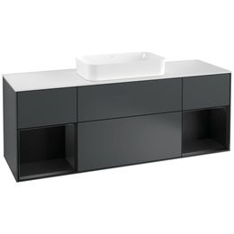Villeroy & Boch Villeroy und Boch Finion Waschtischunterschrank G331PDHG 160cm, Abdeckplatte white matt, Emotion, Regale Black matt lacquer, Midnight Blue Matt Lacquer
