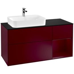 Villeroy & Boch Villeroy und Boch Finion Waschtischunterschrank G402HBHB 120cm, Abdeckplatte black matt, Emotion, Regal rechts Peony, Peony Matt