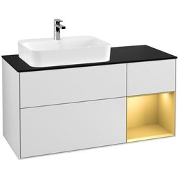 Villeroy & Boch Villeroy und Boch Finion Waschtischunterschrank F402HFMT 120cm, Abdeckplatte black matt, Regal rechts Gold matt, White matt lacquer