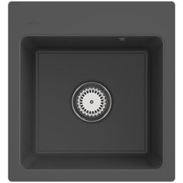 Villeroy & Boch Villeroy und Boch Subway Fl&auml;chenb&uuml;ndige Sp&uuml;le 67811Fi4 mit Ablaufgarnitur und Handbet&auml;tigung, Graphit