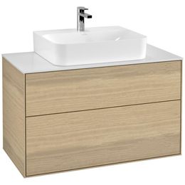 Villeroy & Boch Villeroy und Boch Finion Waschtischunterschrank F10100PC 100x60,3x50,1cm, Abdeckplatte white matt, Oak Veneer
