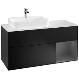 Villeroy & Boch Villeroy und Boch Finion Waschtischunterschrank G401GKPD 120cm, Abdeckplatte white matt, Emotion, Regal rechts Anthracite matt, Black matt lacquer