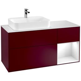 Villeroy & Boch Villeroy und Boch Finion Waschtischunterschrank G401GFHB 120cm, Abdeckplatte white matt, Emotion, Regal rechts Glossy white lacquer, Peony Matt