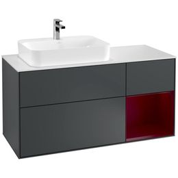 Villeroy & Boch Villeroy und Boch Finion Waschtischunterschrank G401HBHG 120cm, Abdeckplatte white matt, Emotion, Regal rechts Peony, Midnight Blue Matt Lacquer