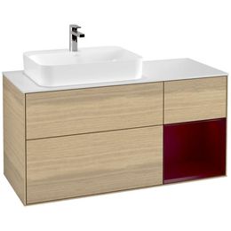 Villeroy & Boch Villeroy und Boch Finion Waschtischunterschrank G401HBPC 120cm, Abdeckplatte white matt, Emotion, Regal rechts Peony, Oak Veneer
