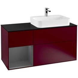 Villeroy & Boch Villeroy und Boch Finion Waschtischunterschrank G392GKHB 120cm, Abdeckplatte black matt, Emotion, Regal links Anthracite matt, Peony Matt