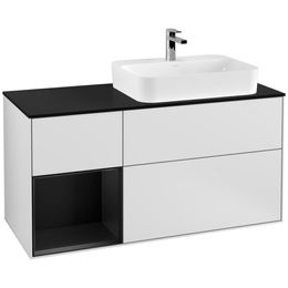 Villeroy & Boch Villeroy und Boch Finion Waschtischunterschrank G392PDMT 120cm, Abdeckplatte black matt, Emotion, Regal links Black matt lacquer, White matt lacquer