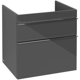 Villeroy & Boch Villeroy und Boch Venticello Waschtisch-Unterschrank A92401FP 60,3 x 59 x 50,2 cm, Griff Chrom, Glossy Grey