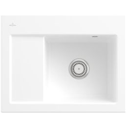 Villeroy & Boch Villeroy & Boch Subway 45 Compact Einbausp&uuml;le 331301RW rechts, mit Ablaufgarnitur und Handbet&auml;tigung, 650 x 510 mm, Stone White