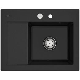 Villeroy & Boch Villeroy und Boch Subway 45 Compact Einbausp&uuml;le 331302J0 rechts, mit Ablaufgarnitur, Excenterbet&auml;tigung, 650 x 510 mm, chromite CeramicPlus