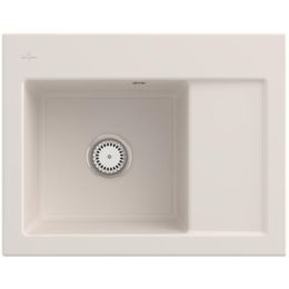 Villeroy & Boch Villeroy und Boch Subway 45 Compact Einbausp&uuml;le 331201KR links, mit Ablaufgarnitur, Handbet&auml;tigung, 650 x 510 mm, crema CeramicPlus