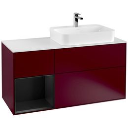 Villeroy & Boch Villeroy und Boch Finion Waschtischunterschrank G391PDHB 120cm, Abdeckplatte white matt, Emotion, Regal links Black matt lacquer, Peony Matt