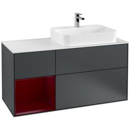 Villeroy & Boch Villeroy und Boch Finion Waschtischunterschrank G391HBHG 120cm, Abdeckplatte white matt, Emotion, Regal links Peony, Midnight Blue Matt Lacquer