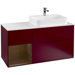 Villeroy & Boch Villeroy und Boch Finion Waschtischunterschrank G391GNHB 120cm, Abdeckplatte white matt, Emotion, Regal links Walnut veneer, Peony Matt