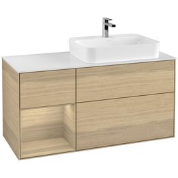 Villeroy & Boch Villeroy und Boch Finion Waschtischunterschrank G391PCPC 120cm, Abdeckplatte white matt, Emotion, Regal links Oak Veneer, Oak Veneer