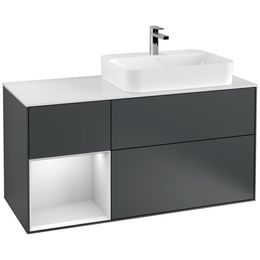 Villeroy & Boch Villeroy und Boch Finion Waschtischunterschrank G391MTHG 120cm, Abdeckplatte white matt, Emotion, Regal links White matt lacquer, Midnight Blue Matt Lacquer