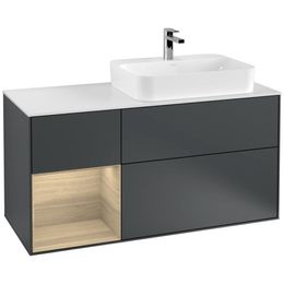 Villeroy & Boch Villeroy und Boch Finion Waschtischunterschrank G391PCHG 120cm, Abdeckplatte white matt, Emotion, Regal links Oak Veneer, Midnight Blue Matt Lacquer