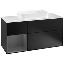 Villeroy & Boch Villeroy und Boch Finion Waschtischunterschrank G291GKPD 120cm, Abdeckplatte white matt, Emotion, Regal links Anthracite matt, Black matt lacquer