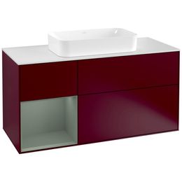 Villeroy & Boch Villeroy und Boch Finion Waschtischunterschrank G291GMHB 120cm, Abdeckplatte white matt, Emotion, Regal links Olive Matt Lacquer, Peony Matt