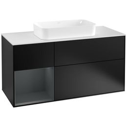 Villeroy & Boch Villeroy und Boch Finion Waschtischunterschrank G291HGPD 120cm, Abdeckplatte white matt, Emotion, Regal links Midnight Blue Matt Lacquer, Black matt lacquer