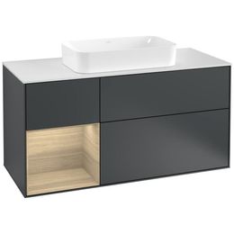 Villeroy & Boch Villeroy und Boch Finion Waschtischunterschrank G291PCHG 120cm, Abdeckplatte white matt, Emotion, Regal links Oak Veneer, Midnight Blue Matt Lacquer