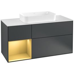 Villeroy & Boch Villeroy und Boch Finion Waschtischunterschrank G291HFHG 120cm, Abdeckplatte white matt, Emotion, Regal links Gold matt, Midnight Blue Matt Lacquer