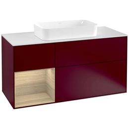 Villeroy & Boch Villeroy und Boch Finion Waschtischunterschrank G291PCHB 120cm, Abdeckplatte white matt, Emotion, Regal links Oak Veneer, Peony Matt