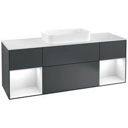Villeroy & Boch Villeroy und Boch Finion Waschtischunterschrank F331GFHG 160x60,3cm, Abdeckplatte white matt, Regale Glossy white lacquer, Midnight Blue Matt Lacquer
