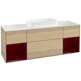 Villeroy & Boch Villeroy und Boch Finion Waschtischunterschrank F331HBPC 160x60,3cm, Abdeckplatte white matt, Regale Peony matt lacquer, Oak Veneer