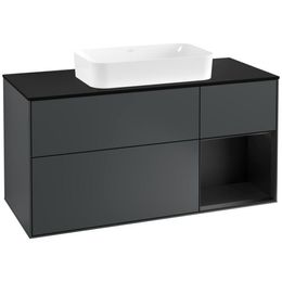 Villeroy & Boch Villeroy und Boch Finion Waschtischunterschrank G302PDHG 120cm, Abdeckplatte black matt, Emotion, Regal rechts Black matt lacquer, Midnight Blue Matt Lacquer