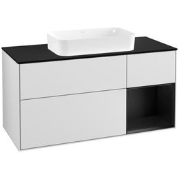 Villeroy & Boch Villeroy und Boch Finion Waschtischunterschrank F302PDMT 120cm, Abdeckplatte black matt, Regal rechts Black matt lacquer, White matt lacquer