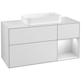 Villeroy & Boch Villeroy und Boch Finion Waschtischunterschrank G301MTMT 120cm, Abdeckplatte white matt, Emotion, Regal rechts White matt lacquer, White matt lacquer