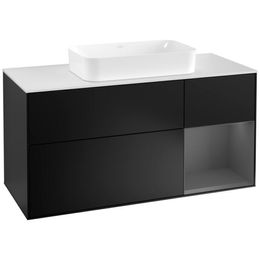 Villeroy & Boch Villeroy und Boch Finion Waschtischunterschrank G301GKPD 120cm, Abdeckplatte white matt, Emotion, Regal rechts Anthracite matt, Black matt lacquer