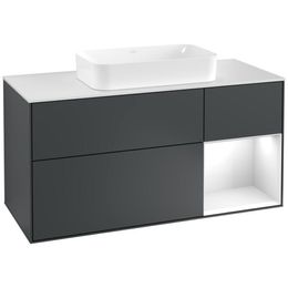 Villeroy & Boch Villeroy und Boch Finion Waschtischunterschrank G301GFHG 120cm, Abdeckplatte white matt, Emotion, Regal rechts Glossy white lacquer, Midnight Blue Matt Lacquer