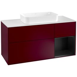 Villeroy & Boch Villeroy und Boch Finion Waschtischunterschrank G301PDHB 120cm, Abdeckplatte white matt, Emotion, Regal rechts Black matt lacquer, Peony Matt