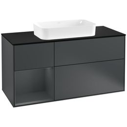 Villeroy & Boch Villeroy und Boch Finion Waschtischunterschrank G292HGHG 120cm, Abdeckplatte black matt, Emotion, Regal links Midnight Blue Matt Lacquer, Midnight Blue Matt Lacquer