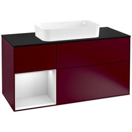 Villeroy & Boch Villeroy und Boch Finion Waschtischunterschrank G292MTHB 120cm, Abdeckplatte black matt, Emotion, Regal links White matt lacquer, Peony Matt