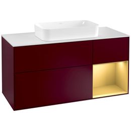 Villeroy & Boch Villeroy und Boch Finion Waschtischunterschrank F301HFHB 120cm, Abdeckplatte white matt, Regal rechts Gold matt, Peony Matt